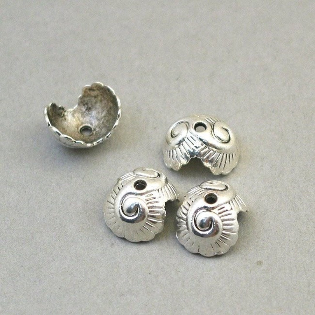 Swirl Bead Caps, Clam Shell Bead Caps, up to 40 Pcs, 8x13mm, Antique ...