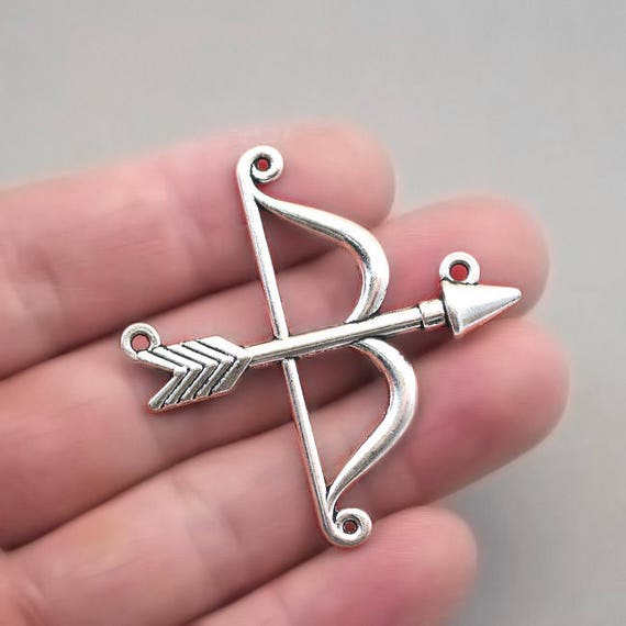 Bow and Arrow Charm Connectors Large Bow & Arrow Link Pendant - Etsy