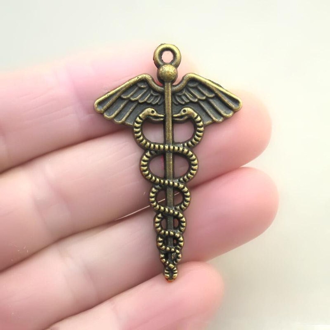 Caduceus Charms, Large Medical Symbol Pendant Beads, up to 10 Pcs ...