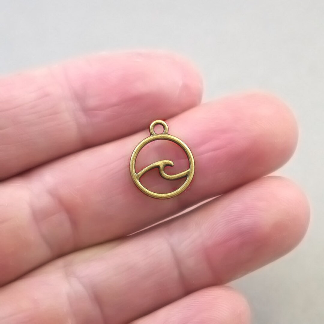 Wave Charms, Surfer Beach Small Ocean Wave Pendant Beads, up to 50 Pcs ...