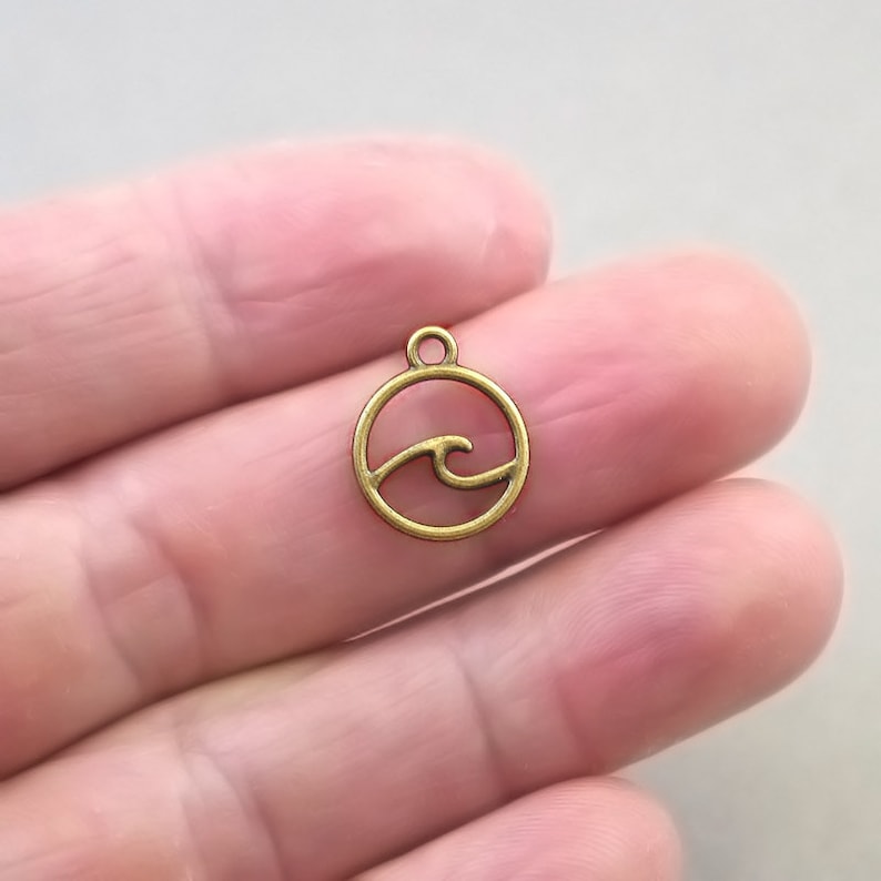 Wave Charms Surfer Beach Small Ocean Wave Pendant Beads up - Etsy