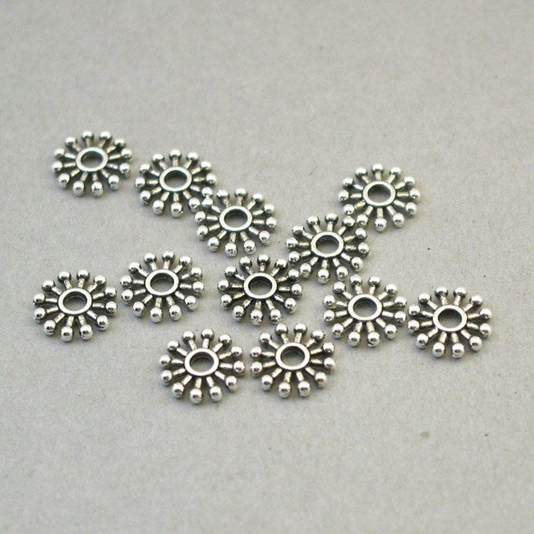 Flower Spacer Beads, Daisy Beads, up to 30 Pcs, Antique Silver 2x10mm ...