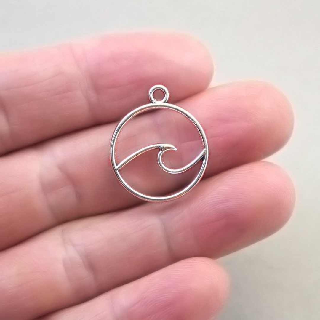 Wave Charms, Surfer Beach Ocean Wave Pendant Beads, up to 30 Pcs ...