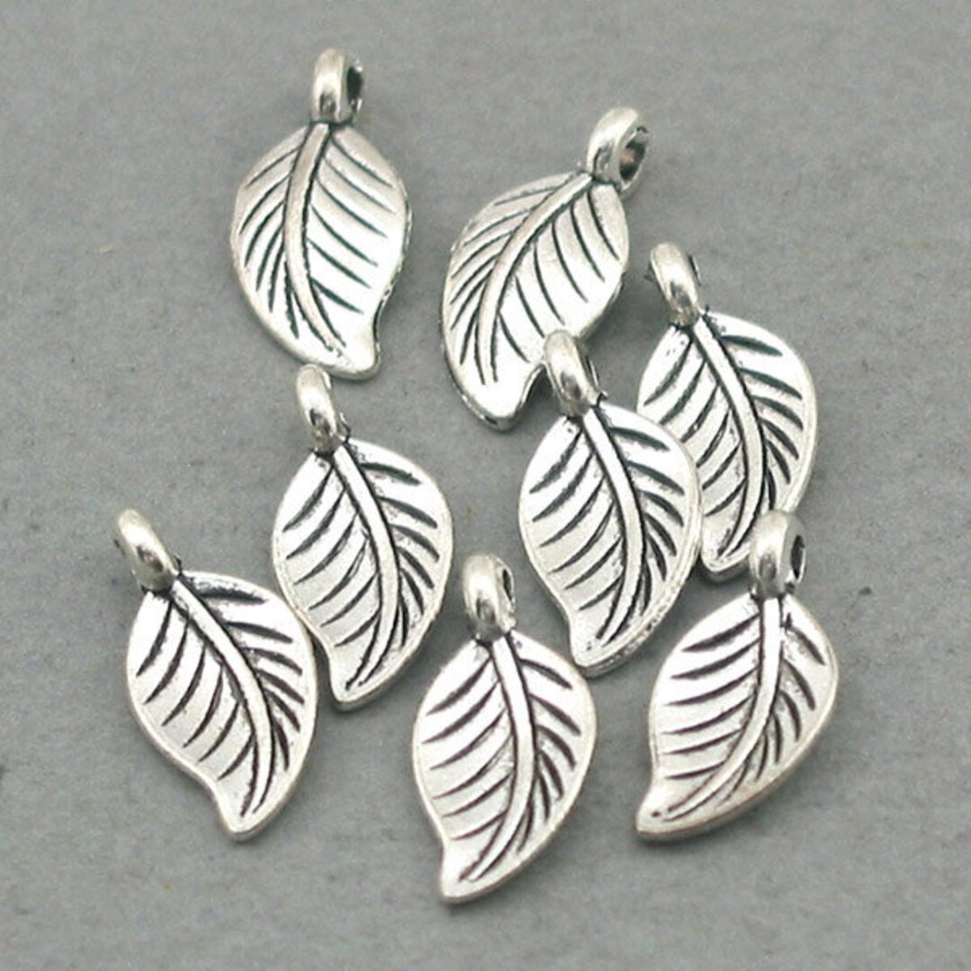 Leaf Charms, Small Leaf Pendant Beads, up to 30 Pcs, Antique Silver ...