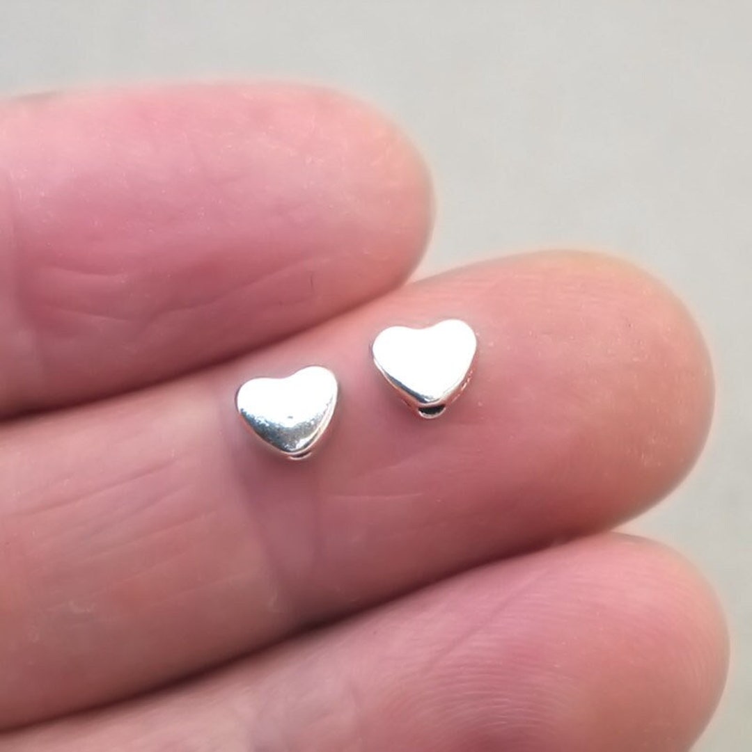 Heart Beads, Small Heart Love Beads, up to 80 Pcs, Antique Silver 5x6mm ...