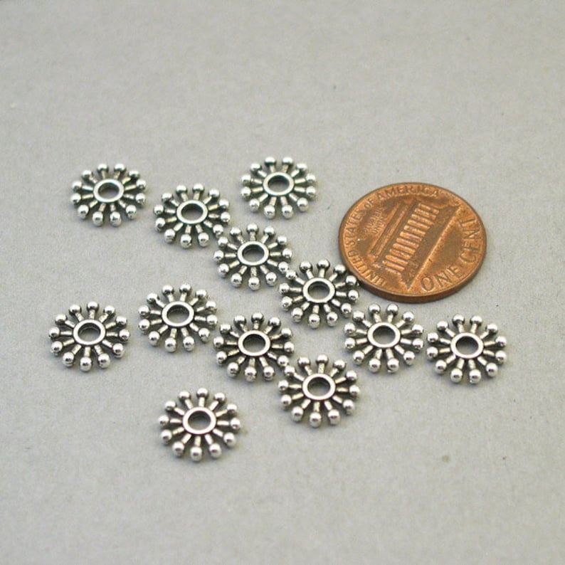 Flower Spacer Beads Daisy Beads up to 30 Pcs Antique Silver | Etsy