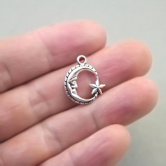 Moon Face Star Charms, Crescent Moon Star Pendant Beads, up Moon Face Star Charms, Crescent Moon Star Pendant Beads, up