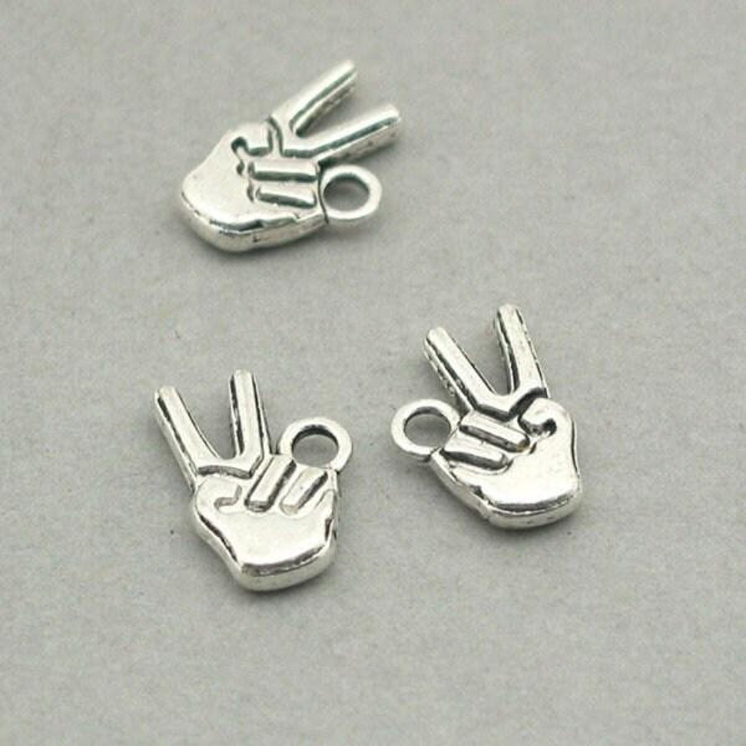 Hand Sign Charms, Victory or Peace Sign Pendant Beads, up to 30 Pcs ...