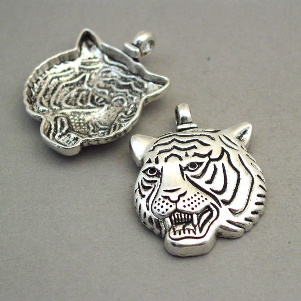 Large Tiger Charms Tiger Head Pendant Beads up to 2 Pcs - Etsy