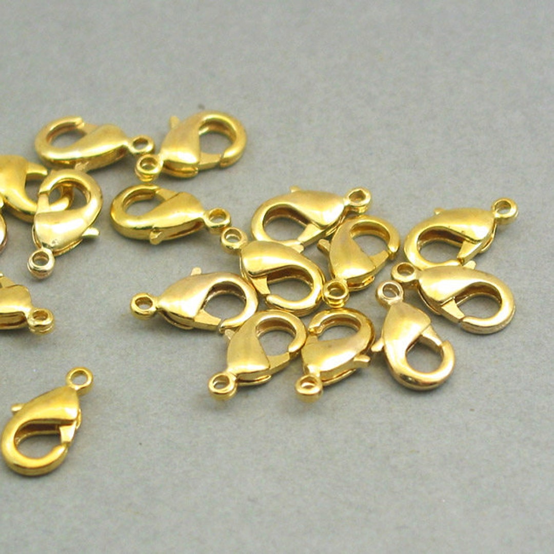 Lobster Clasps, Brass Lobster Claps, up to 30 Pcs, Gold Tone 7x12mm ...