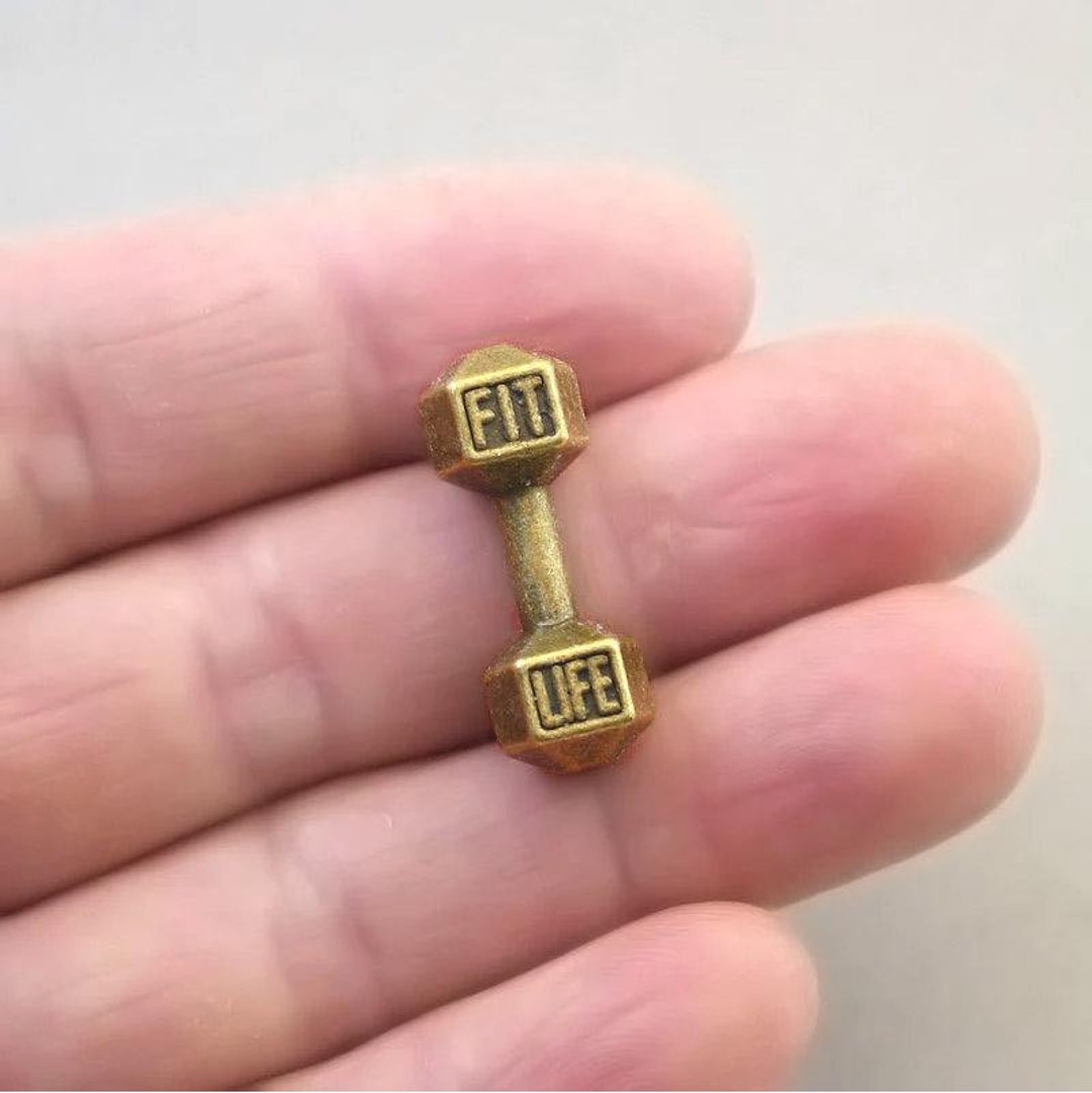 Dumbbell Beads, Barbell 3D Pendant Beads, up to 15 Pcs, Antique Bronze ...