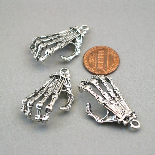 Hand Skeleton Charms, Robot Hand 3D Pendant Beads, up to 4 Pcs, Antique ...