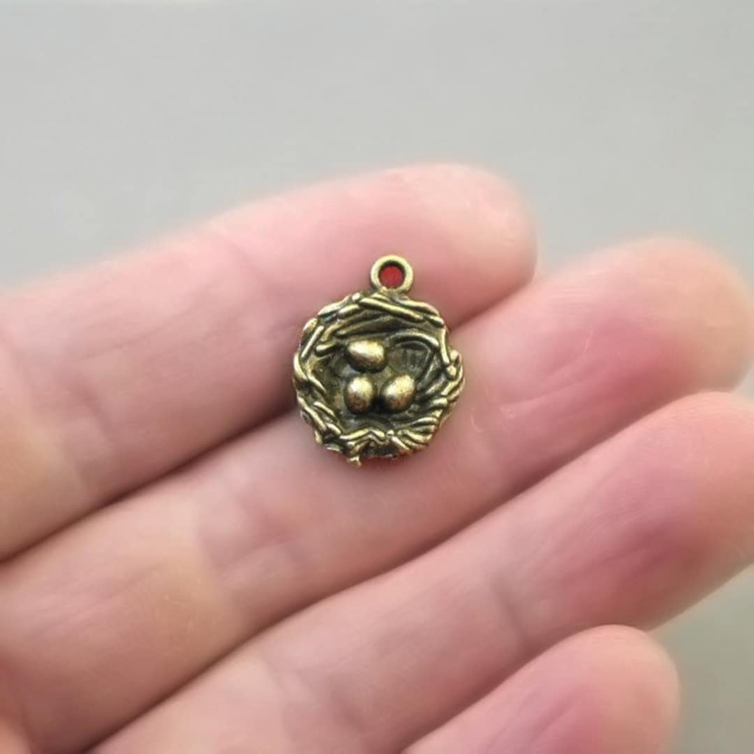 Bird Nest Charms, Bird Eggs Nest Pendant Beads, up to 20 Pcs, Antique ...