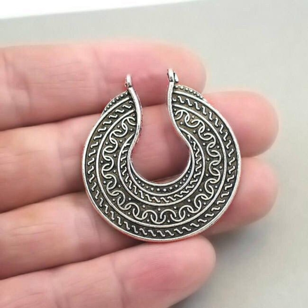 Bohemian Crescent Tribal Charms, Flower Drop Two Loops Pendant Beads ...
