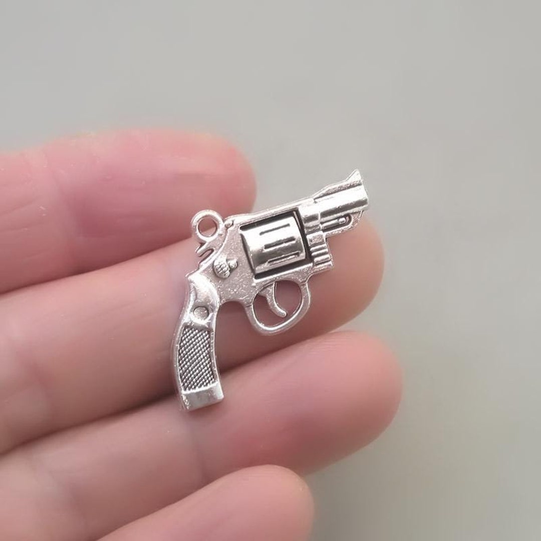 Handgun Charms, Pistol 3D Pendant Beads, up to 15 Pcs, Antique Silver ...