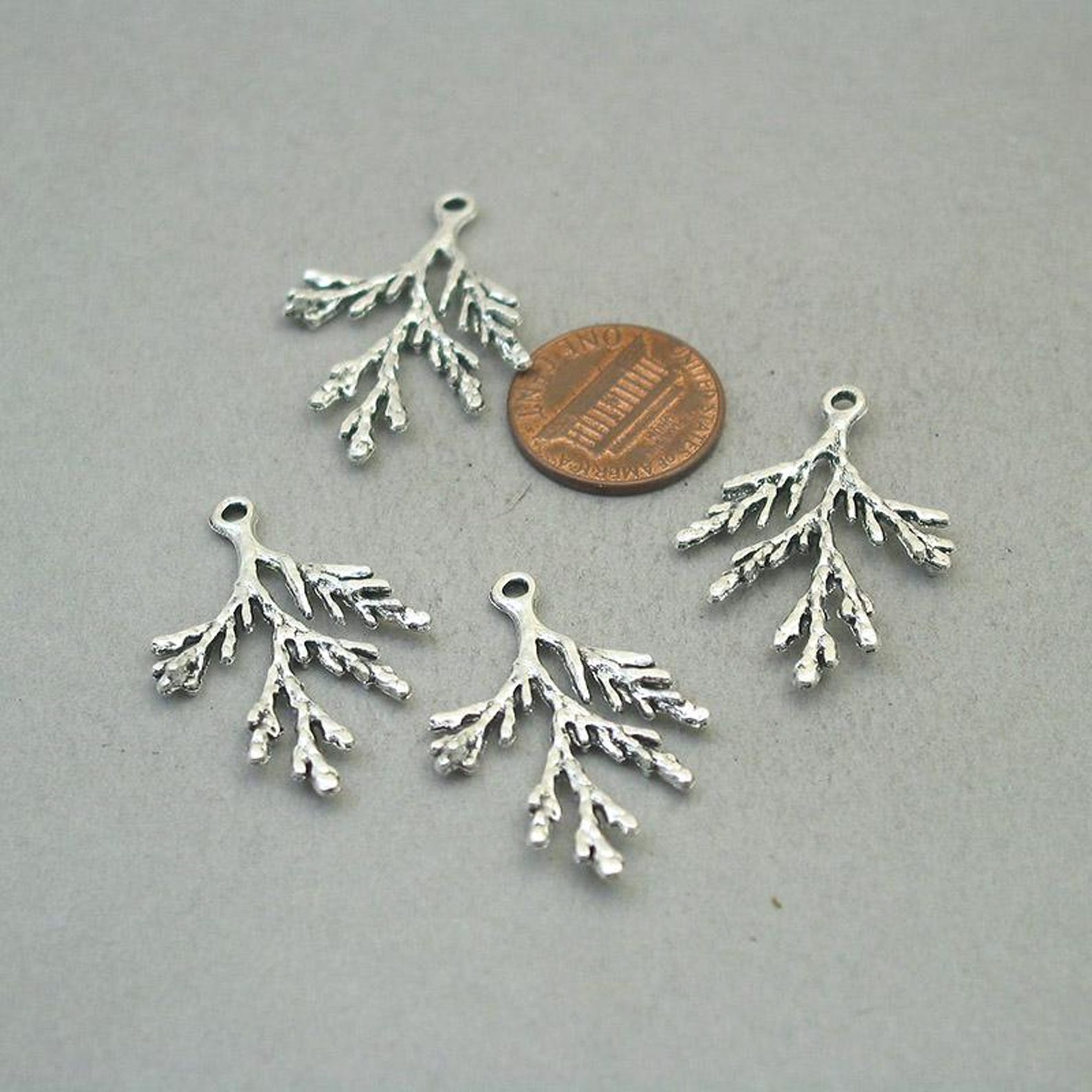 Juniper Charms, Pine Needle, Juniper Branch Pendant Beads, up to 20 Pcs ...