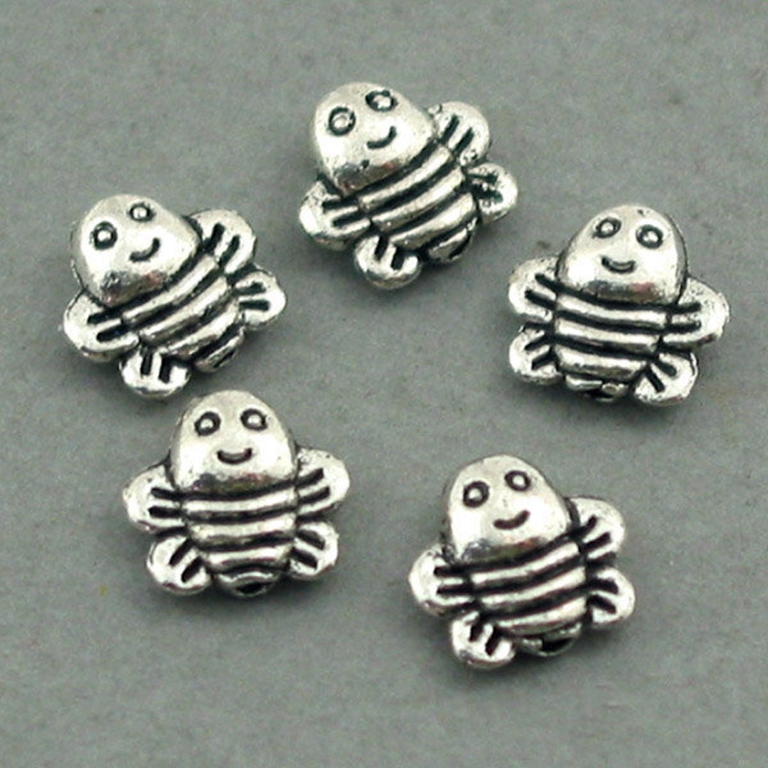 Honey Bee Beads, Small Honey Bee Beads, up to 50 Pcs, Antique Silver ...
