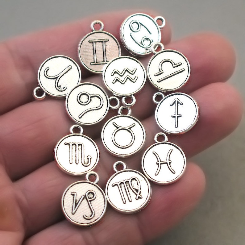Zodiac Sign Charms, Horoscope Symbol Birthday Disc Pendant Beads, up to ...