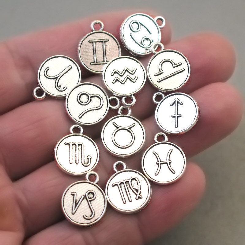 Zodiac Sign Charms, Horoscope Symbol Birthday Disc Pendant Beads, up to ...