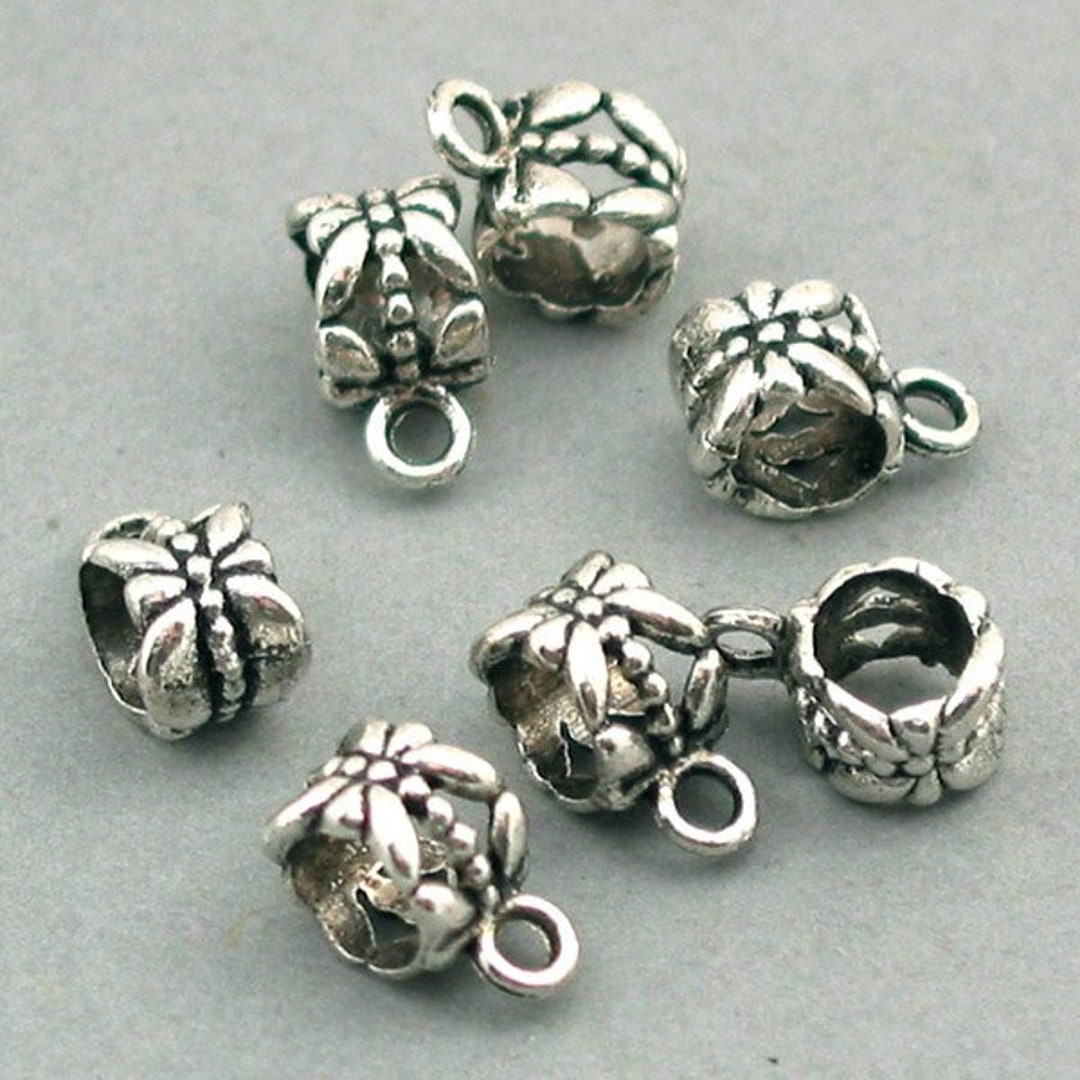 Leaf Tube Bail, Flower Bail, up to 16 Pcs, Antique Silver 7x11mm ...