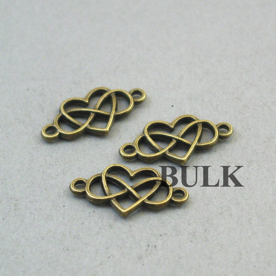 BULK 40 Infinity Heart Charm Connectors, Wholesale Infinity Heart Link ...