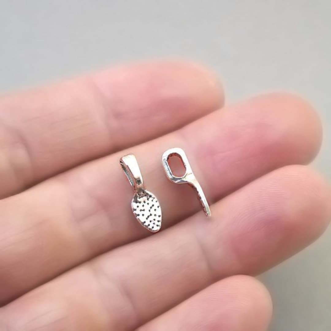 Glue on Bails, Small Bails, up to 80 Pcs, Antique Silver 5x15mm ...