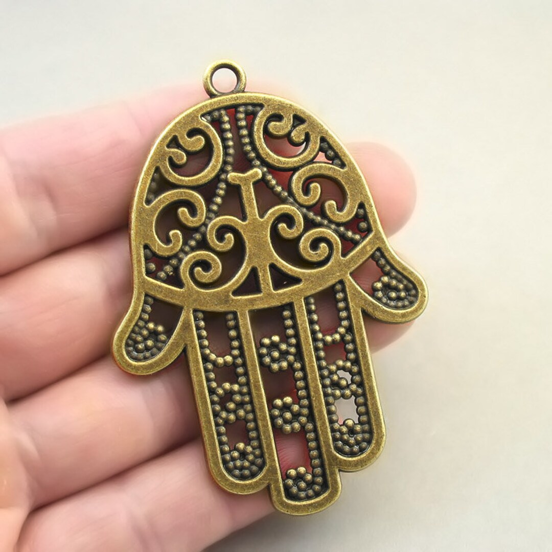 Hamsa Charms, Large Hamsa Hand Pendant Beads, up to 5 Pcs, Antique ...