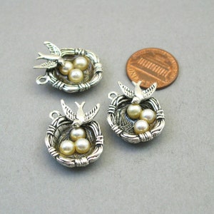 Bird Nest Charms, Bird Eggs Nest Pendant Beads, up to 3 Pcs, Antique ...