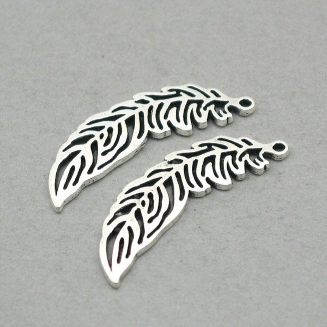Feather Charms, Filigree Feather Pendant Beads, up to 20 Pcs, Antique ...