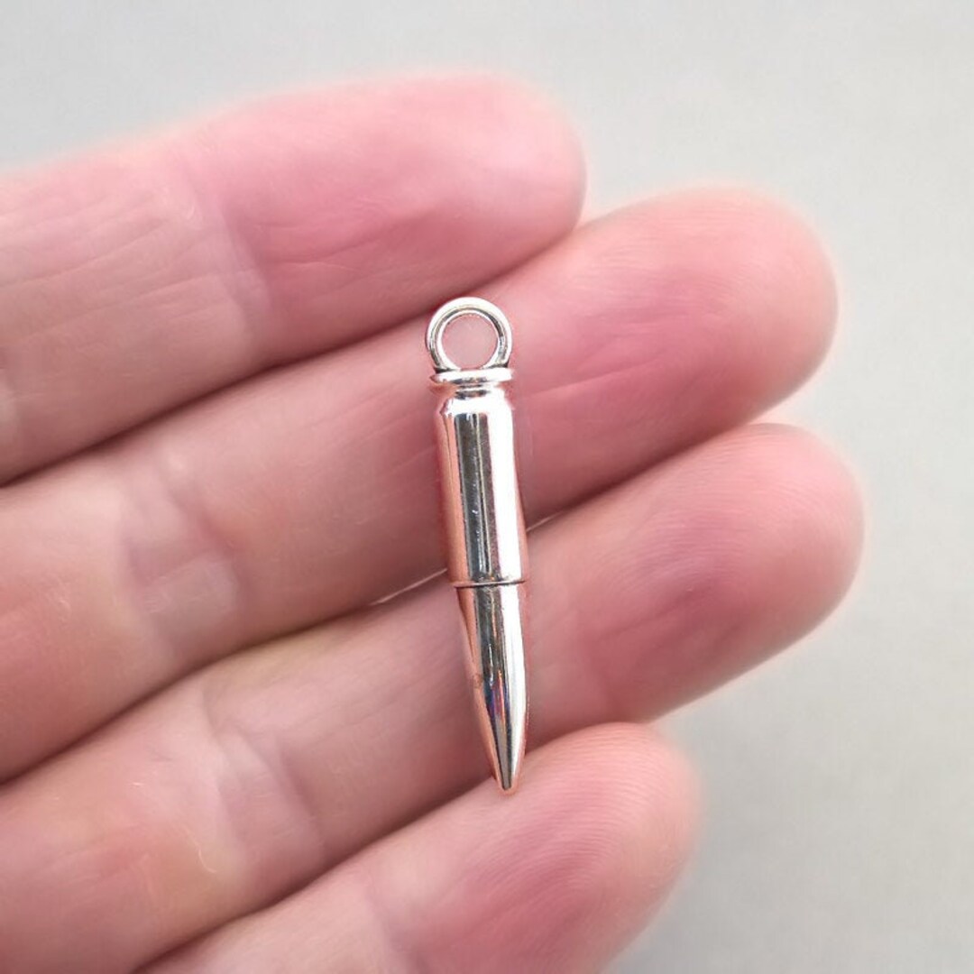 Bullet Charms, Bullet Pendant Beads, up to 15 Pcs, Antique Silver ...