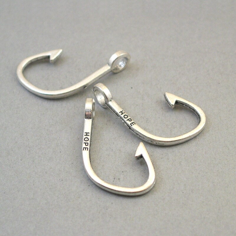 BULK 20 Fish Hook Charms Wholesale Large Fish Hook pendant | Etsy