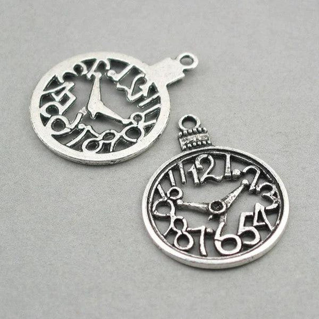 Pocket Watch Charms, Clock Pendant Beads, up to 10 Pcs, Antique Silver ...