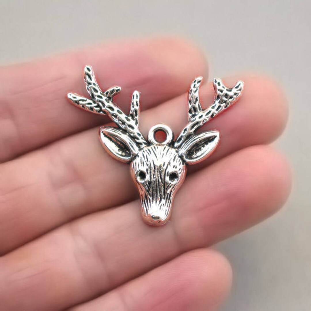 Deer Antler Charms, Large Deer Head With Antler Pendant Beads, up to 6 ...