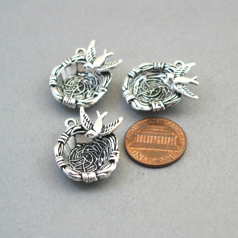 Bird Nest Charms, Bird Nest 3D Pendant Beads, up to 10 Pcs, Antique ...