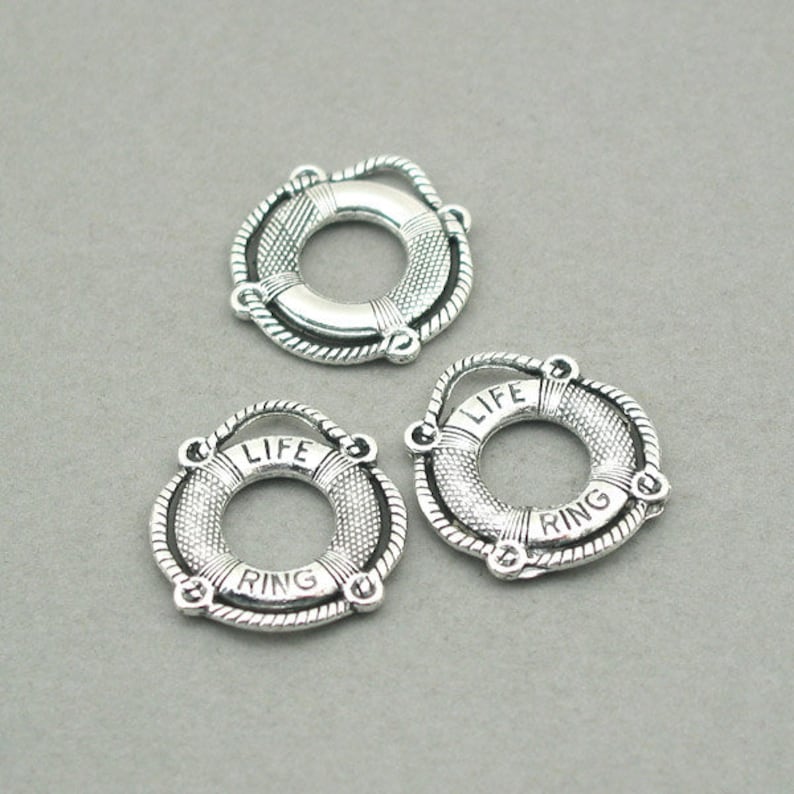 Life Ring Charms, Life Preserver Pendant Beads, up to 20 Pcs, Antique ...