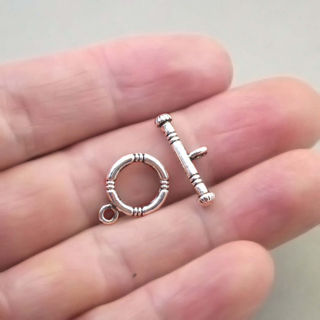 Simple Round Toggle Clasp, up to 30 Sets, Antique Silver 12x16mm ...