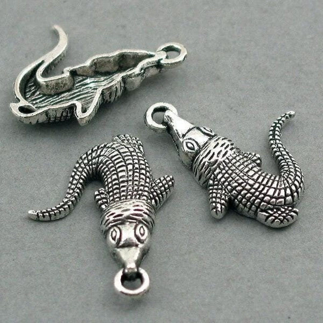 Crocodile Charms, Alligator Pendant Beads, up to 20 Pcs, Antique Silver ...