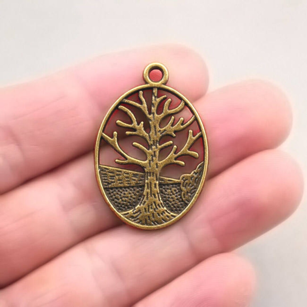 Tree Charms, Tree of Life Oval Pendant Beads, up to 15 Pcs, Antique ...