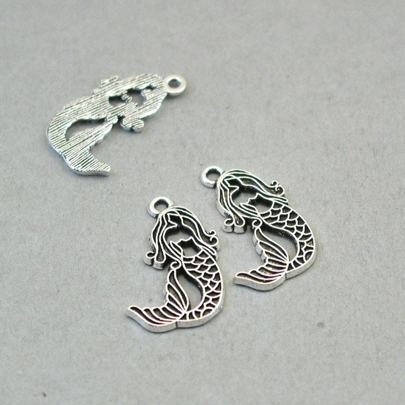 Mermaid Charms Mermaid Pendant Beads up to 12 Pcs Antique - Etsy
