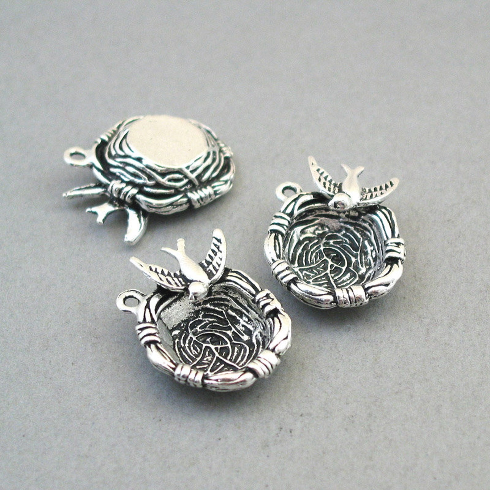 Bird Nest Charms, Bird Nest 3D Pendant Beads, up to 10 Pcs, Antique ...