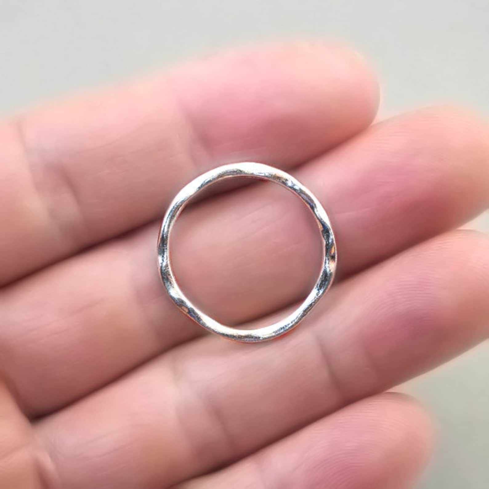 Ring Charms, Minimalist Hammered Circle Pendant Beads, Jewelry ...