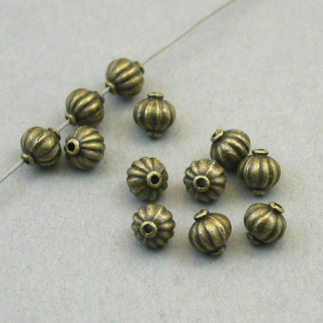 Fluted Lantern Beads, Rondelle Spacer Beads, up to 80 Pcs, Antique ...