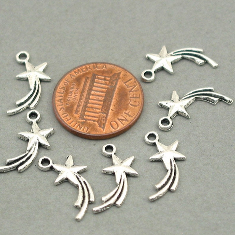 Shooting Star Charms, Star Pendant Beads, up to 80 Pcs, Antique Silver ...