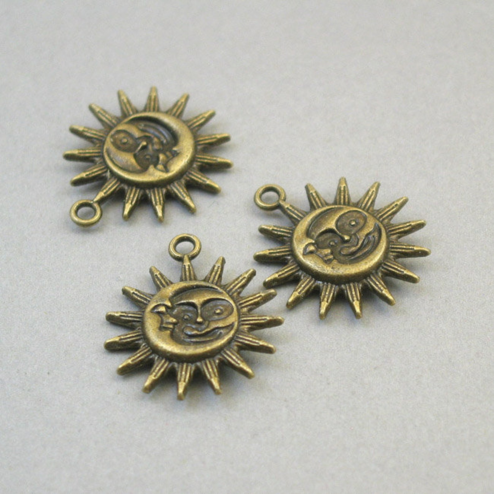 Sun Moon Charms, Sun Moon Face Pendant Beads, up to 15 Pcs, Antique ...