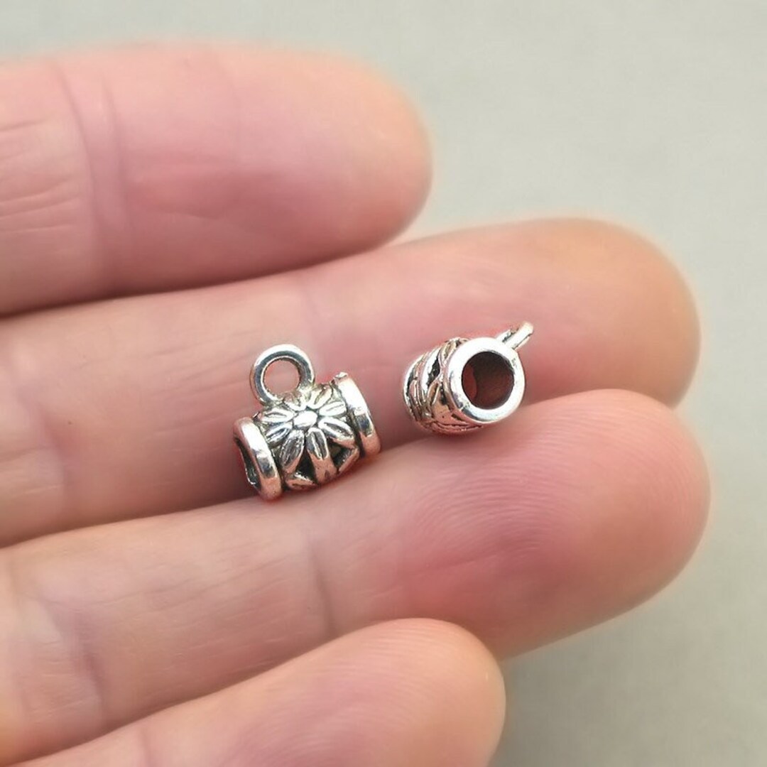 Flower Barrel Bails, Small Tube Bails, up to 50 Pcs, Antique Silver ...