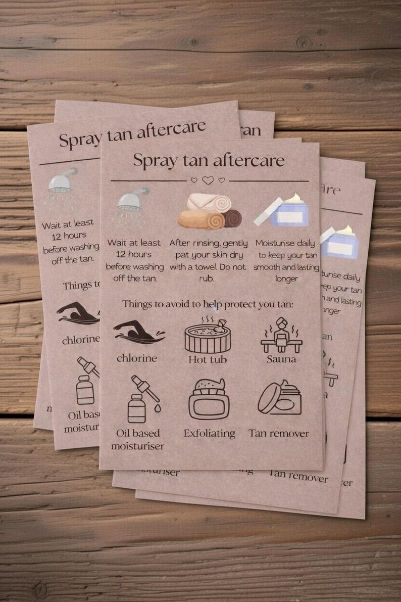Printable 30 Pack of Spray Tan Aftercare Cards - Etsy