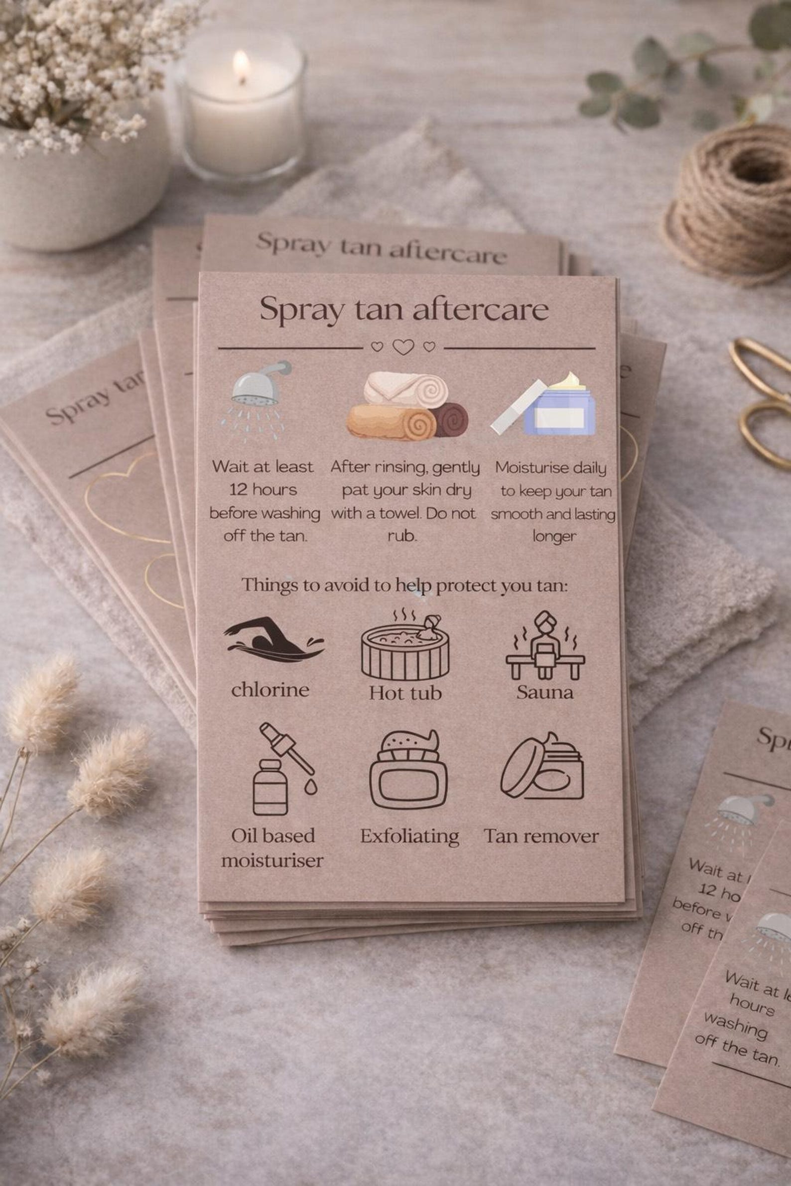 Printable 30 Pack of Spray Tan Aftercare Cards - Etsy