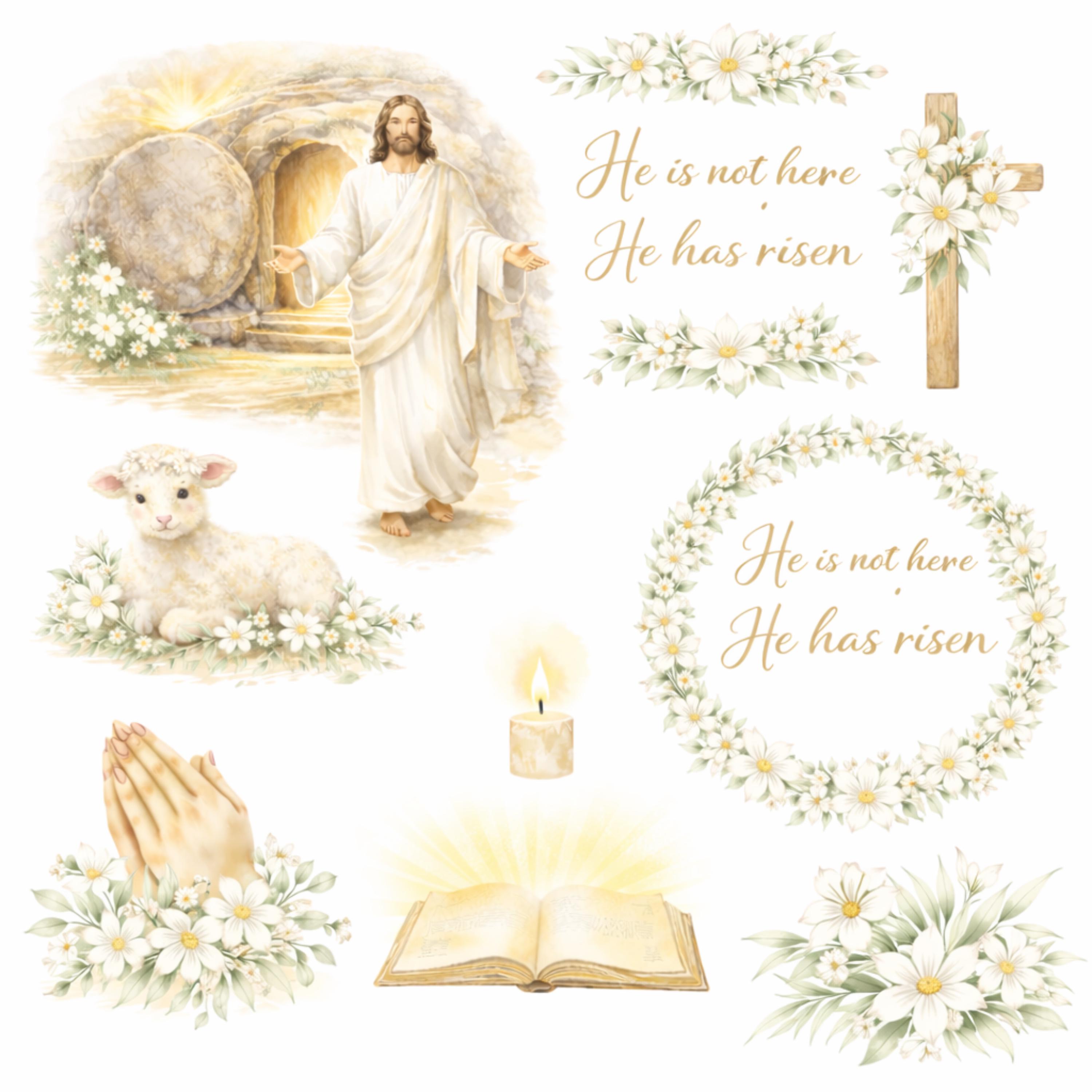 Christian Easter Clipart Bundle, Watercolor Resurrection Elements ...