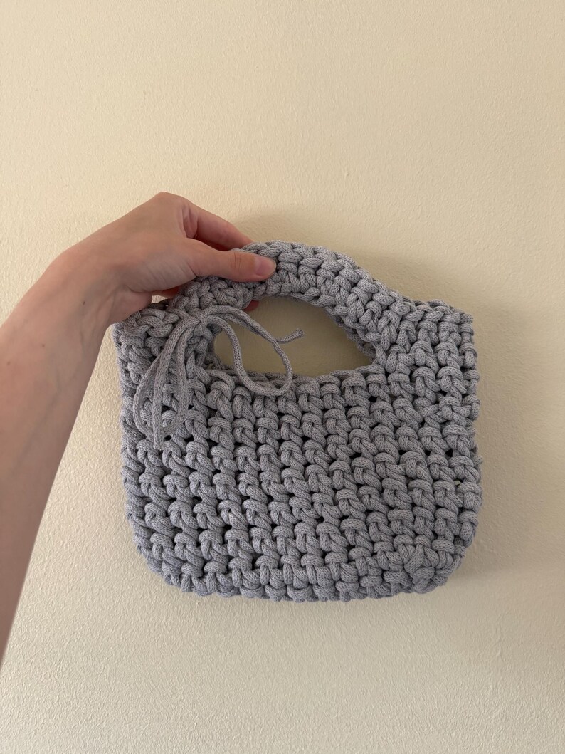 Gray Mini Crochet Bag, Handmade Purse, Chunky Crochet Handbag, Cute ...