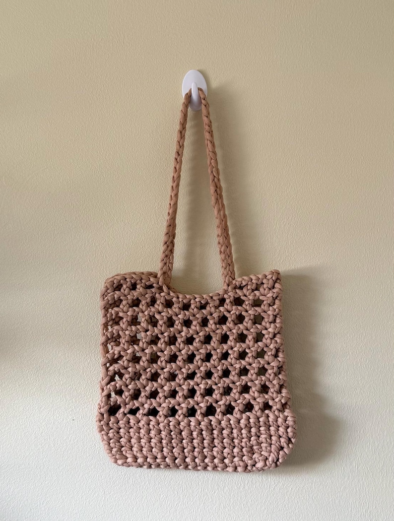 Beige Crochet Shoulder Bag, Chunky Crochet Purse, Handmade Handbag ...